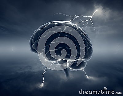 Brain In Stormy Clouds - Conceptual Brainstorm Stock Illustration ...