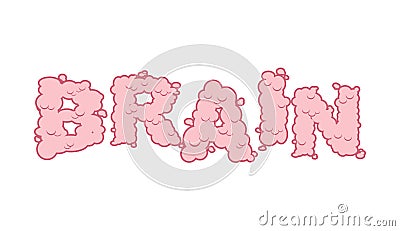 Brain Text. Letters Of Convolutions. Pink Lettering And Typograp Stock ...