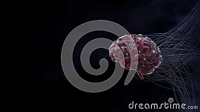 Brain Wire Connected To Machine Interface Loop Processing Uploading ...