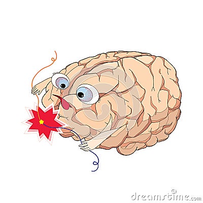 Brain With Wire Short Circuit In Cartoon Style Vector Illustration ...