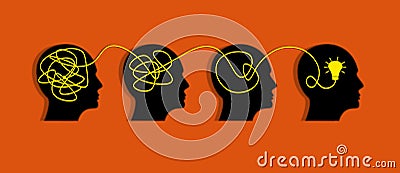 Brainstorming And Mental Problem Solving Concept. Brain With Messy Line ...