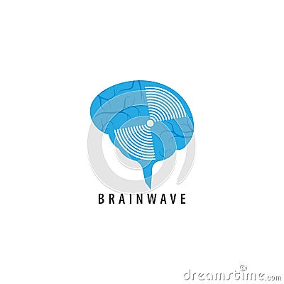 Brainwave Logo Design Template. Blue Brain With A Wave Signal Spin Illustration Logo Concept ...