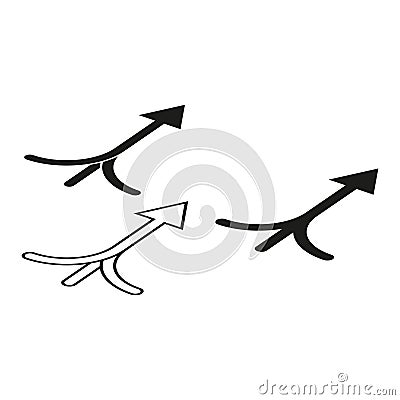 Branching Arrow Icons. Multiple Direction Symbol. Bold Black Shape ...