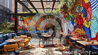 Brasserie Features Communal Tables And Outdoor Terrace Royalty-Free ...