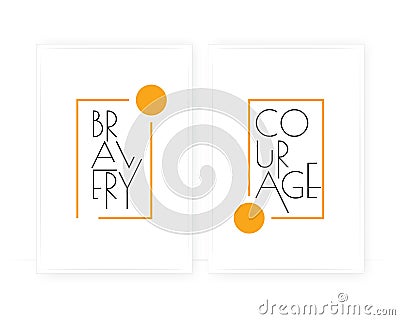 Bravery Courage, Vector. Scandinavian Minimalist Poster Design ...