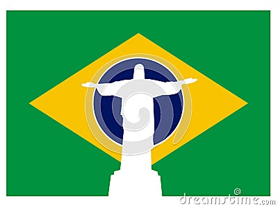 Brazil Flag With Jesus Of Rio Royalty Free Stock Photography - Image ...