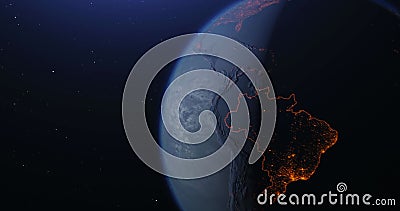 Brazil Map from Space at Night with City Lights Showing Human Activity ...