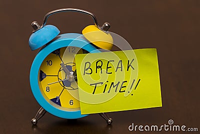 Break Time Concept With Classic Alarm Clock Stock Photo - Image: 90446646