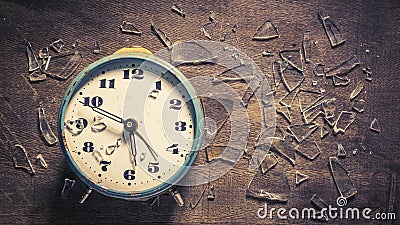 Break Time Concept with Looped Clock and Broken Glass Stock Video ...