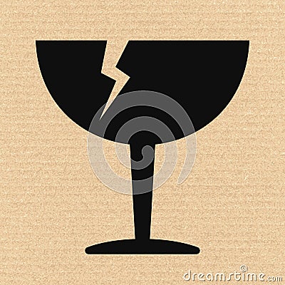 Breakable Or Fragile Material Packaging Symbol On Cardboard, Vector ...