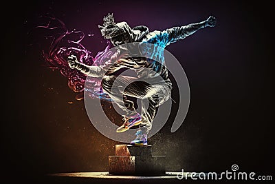 Breakdance Dancer Stands On A Pedestal, Symbolizing Their Hard-won ...