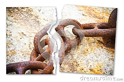 Breaking The Chains - Concept Image With A Ripped Photo Of An Old Rusty ...