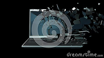 Breaking into Pieces Laptop Computer Stock Footage - Video of ...