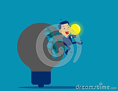 Breakthrough Idea. New Creativity Idea Concept. Flat Cartoon Vector ...