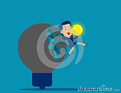 Breakthrough Idea. New Creativity Idea Concept. Flat Cartoon Vector ...