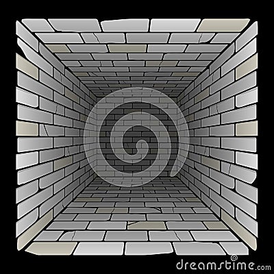 Brick Box In Perspective. 3d Room Cartoon Vector | CartoonDealer.com ...