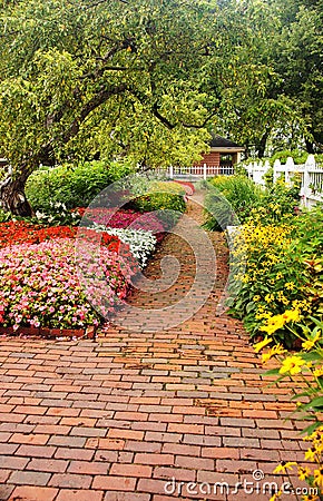 Brick Garden Path Stock Image - Image: 23616321