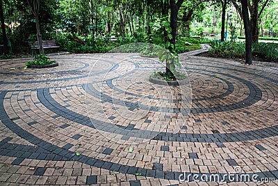 Brick Walkway In The Park. Stock Photo - Image: 42535388