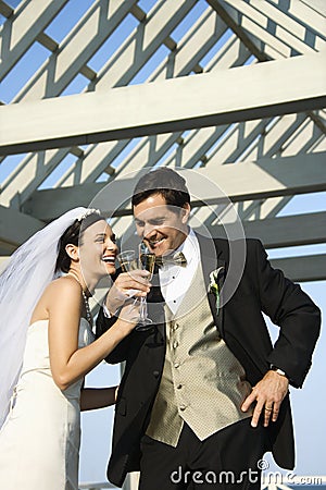 Glasses with Bride and Groom Stock Photo - Image of color, caucasian ...