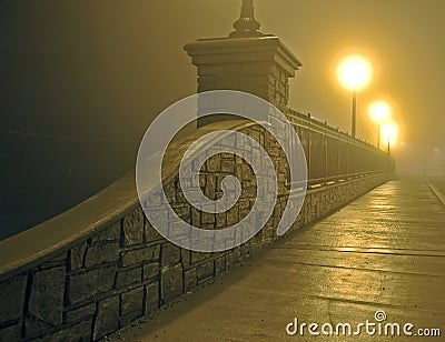 Bridge In Fog At Night Stock Photos - Image: 1435863