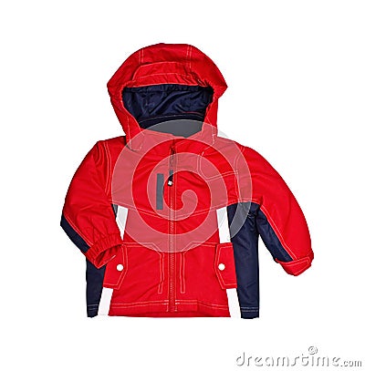 Red winter padded jacket stock image. Image of textile - 46428793