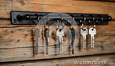 Bright And Clean Key Rack Holding Various Sized Keys. Concept Of ...