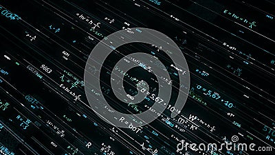 Bright Mathematical Formulas in Computer. Animation. Mathematical ...