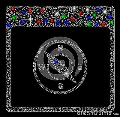 Bright Mesh Network Compass Calendar Page With Flare Spots Vector ...