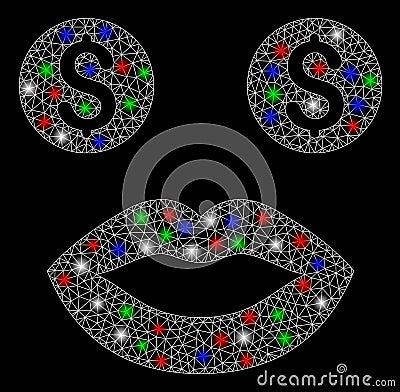 Bright Mesh Network Prostitute Smiley With Flash Spots Vector ...