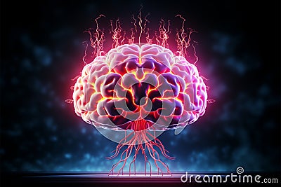 Bright Mindscape Neon Brain Head In Vaporwave Synthwave Retrowave Style ...