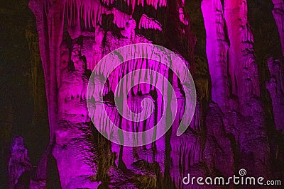 Bright Pink Abstract Background Of Stalactites, Stalagmites And ...