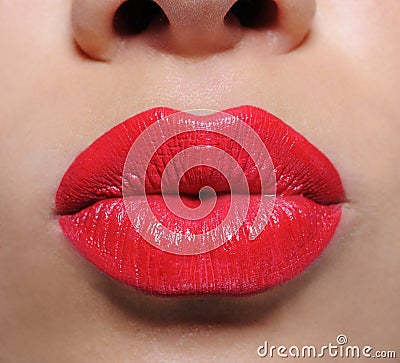 Bright Red Female Lips Stock Photos - Image: 10282823