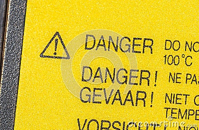 Bright Yellow Danger Hazard Label Sticker Symbol With A Exclamation ...