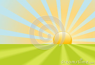 Bright Yellow Sunrise Rays Shine On Earth Scene Stock Image - Image ...