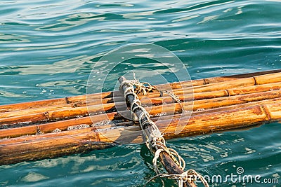 Broken Bamboo Raft Float On The Water Stock Photo - Image: 60040891