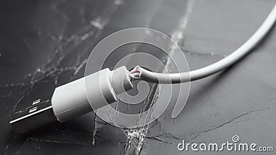 Broken Cable with Internal Wires and USB Plug. Stock Video - Video of ...