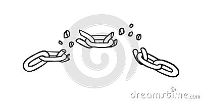 Broken Chain With Shatters As Symbol Of Weakness And Failure. Sketch Of ...