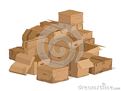 Broken Damaged Cardboard Boxes, Torn Carton Packaging. Broken Delivery ...