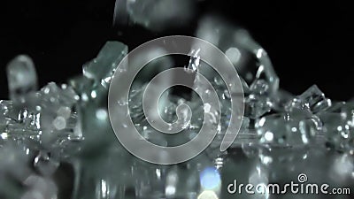 Broken Glass Falls To the Floor. Black Background. Slow Motion Stock ...