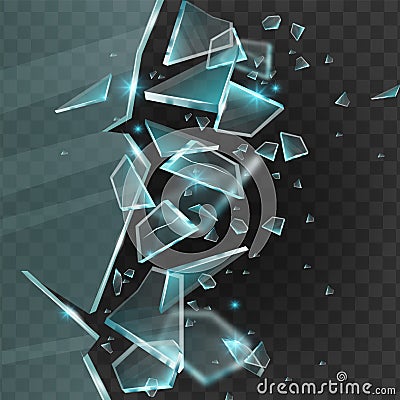 Broken Glass Shatter Explosion, Vector 3D Splinters, Sharp Ice ...