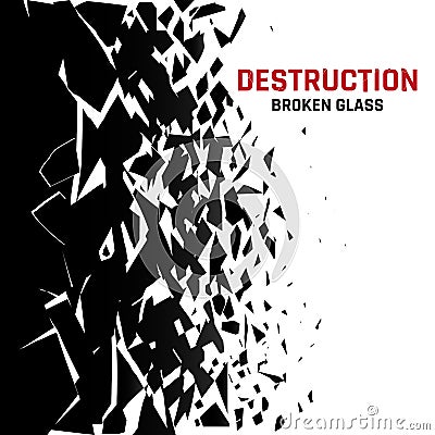 Broken Glass Shatter Fragments. Window Explosion. Disintegrate Debris ...