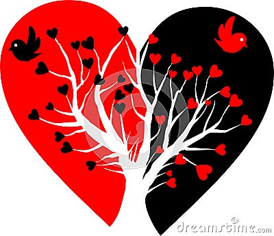 Broken Heart With White Tree Cartoon Vector | CartoonDealer.com #24518341