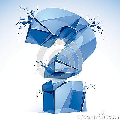 Broken Question Mark Exploding, Query Breaking To Pieces, Vector ...