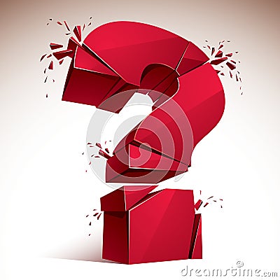 Broken Question Mark Exploding, Query Breaking To Pieces, Vector ...