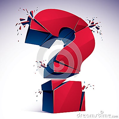 Broken Question Mark Exploding, Query Breaking To Pieces, Vector ...
