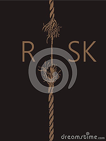 Broken Risk Rope Vector Design Illustration Isolated On Black ...