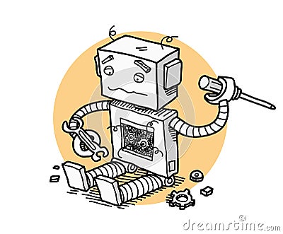 Broken Robot Fix Technology Stock Vector - Image: 81326299