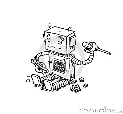 Broken Robot Stock Vector - Image: 76823915