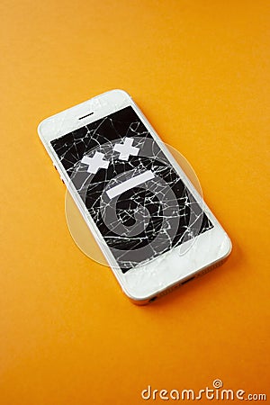 Broken Smartphone With Cracked Destroyed Screen Stock Photography ...