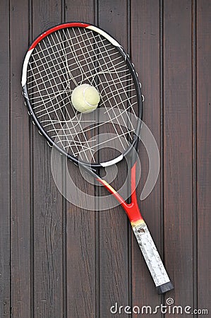Broken Tennis Racket And Old Tennis Ball Royalty Free Stock Photography ...